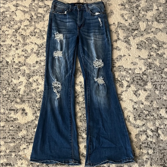 Almost Famous | Jeans | Almost Famous Dark Blue Distressed Flare Jeans ...